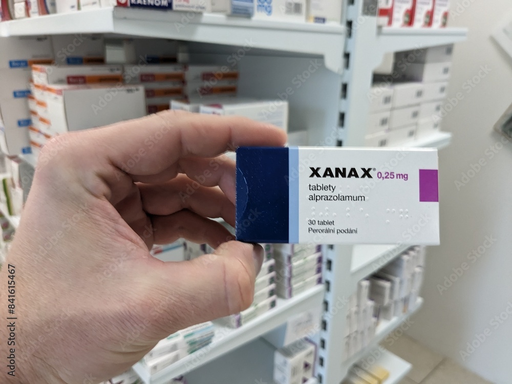 Prague,Czech republic-June 17 2024 box of XANAX medication with ...