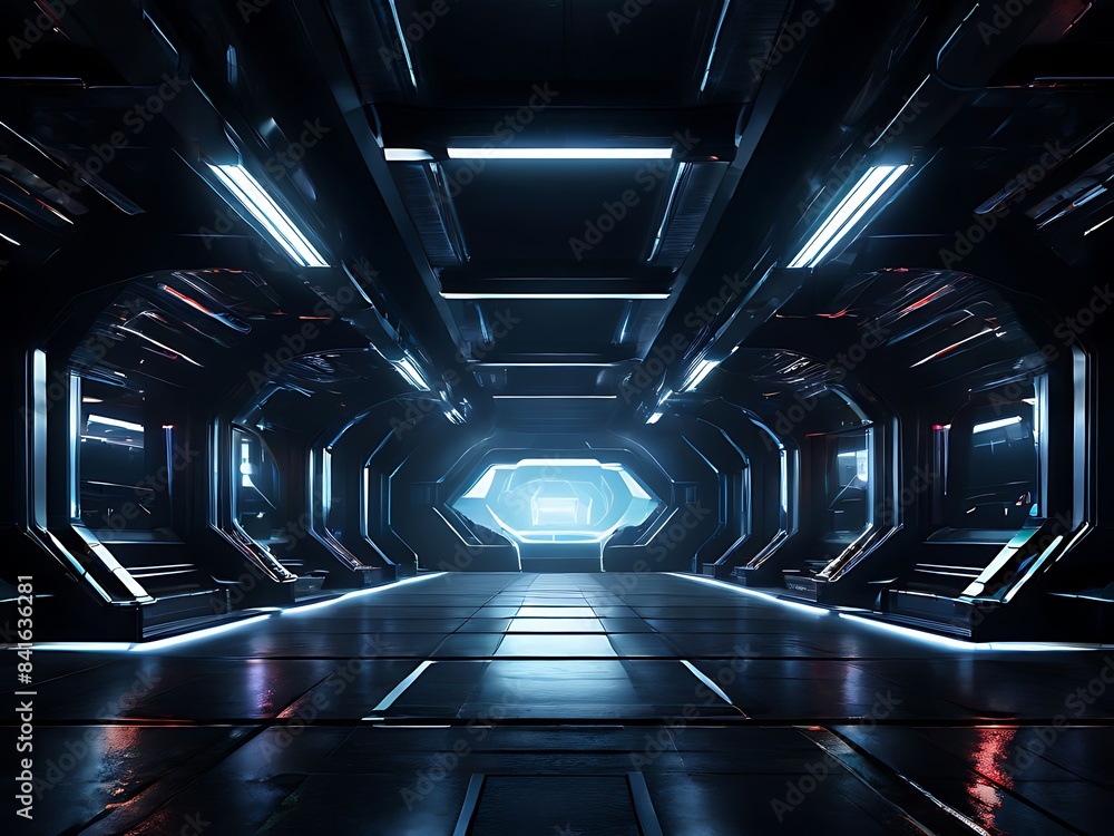 ciFi Futuristic Modern Dark Room Stage Studio Cyber Tunnel Underground ...