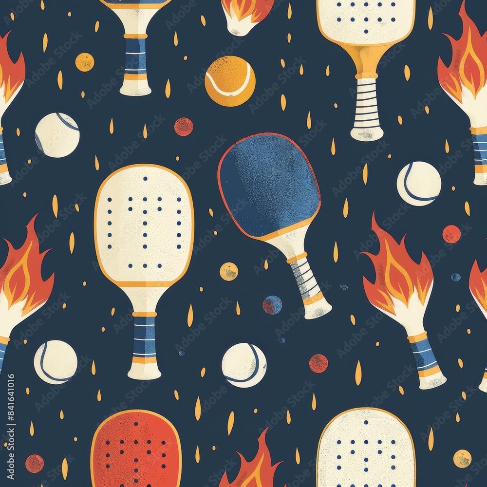 Seamless Pattern of Table Tennis Paddles, Balls, and Olympic Torches ...