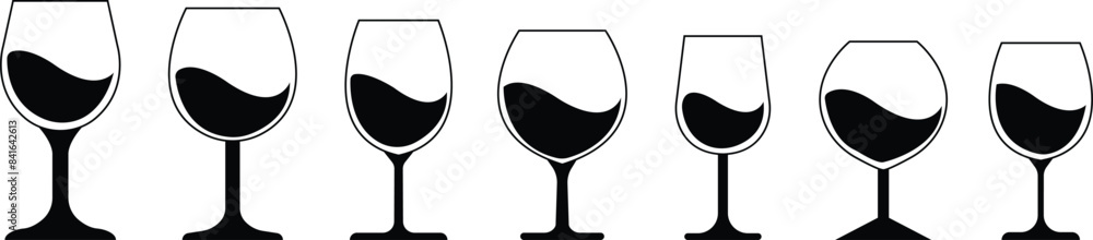 Wine glass or Champagne Icon set for design Easily editable, Drink ...