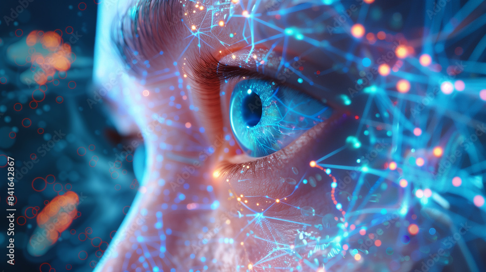 Holographic concept of skin cancer display, showing the development of ...