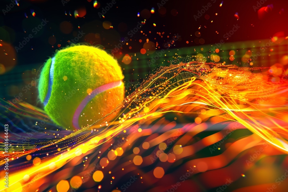 Dynamic 3D Tennis Ball Render with Vibrant Colors Representing Olympic ...