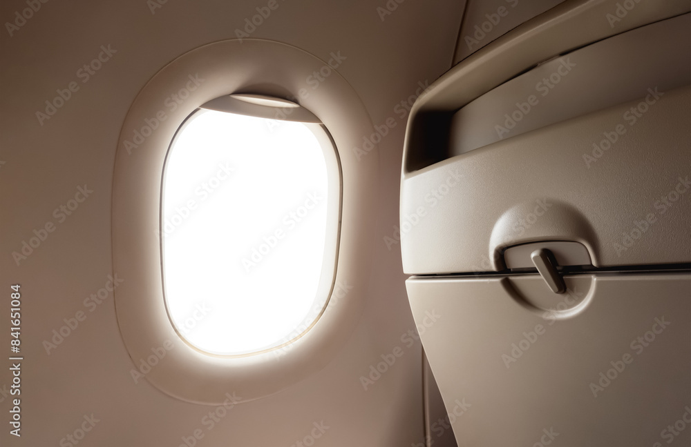 Airplane window from inside Passenger plane POV looking out , Isolated ...