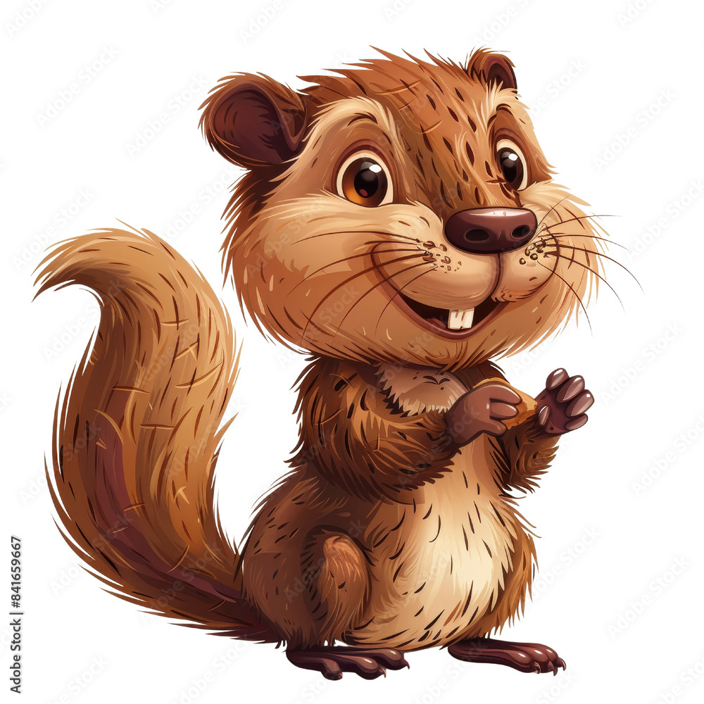 Cute cartoon chipmunk standing upright. Illustration of a happy ...