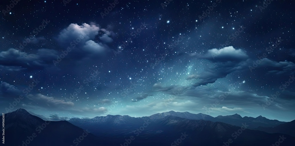 night sky texture featuring a majestic mountain against a clear blue ...