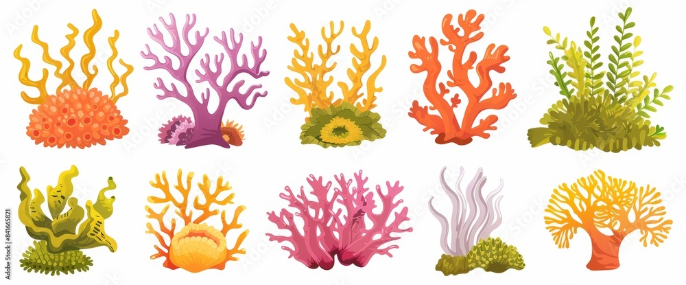 The underwater exotic plants and marine animals are set from the deep ...