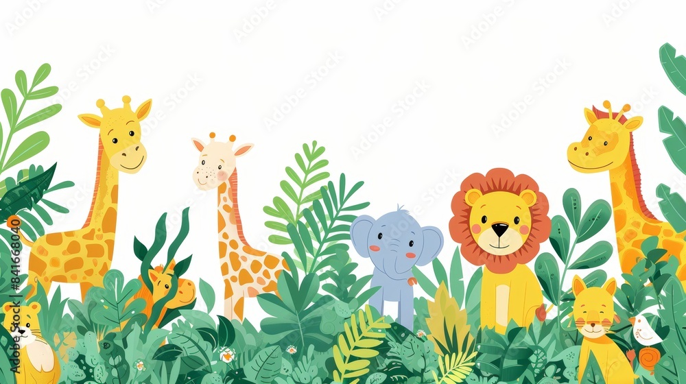 Animated cartoon with jungle animals illustrating the scene Stock ...