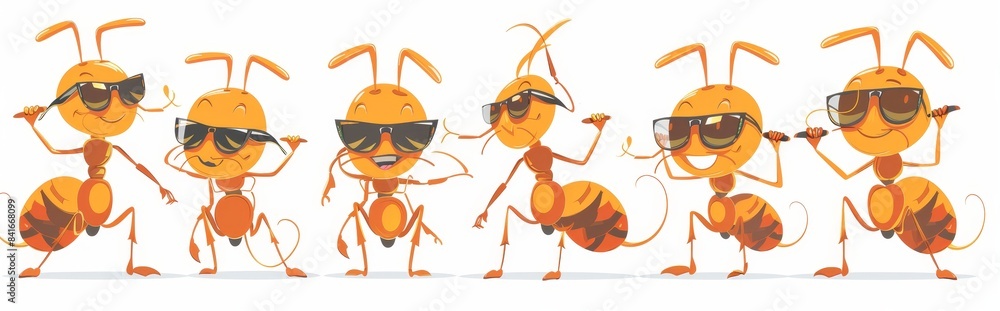Cartoon character with ant in different poses and emotions. Comic ...