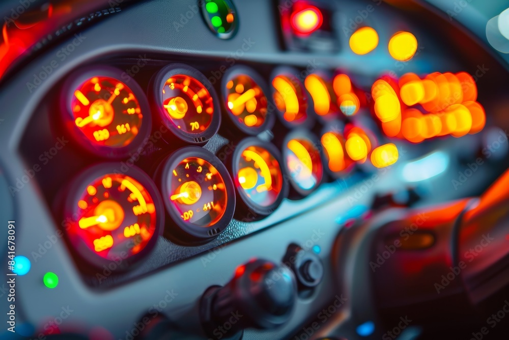 Car Dashboard Display with Warning Lights - Automotive Diagnostics and ...