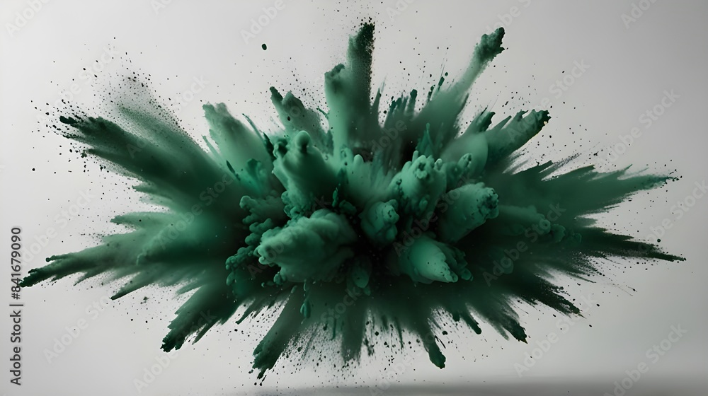 Freeze Motion of Green Powder Exploding: Abstract Emerald Dust Splat ...