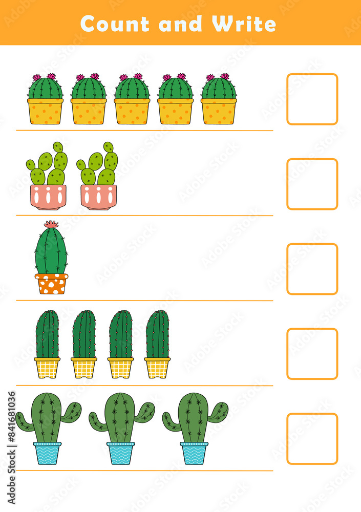 Count and write numbers 1-5. Counting objects worksheet for kids ...