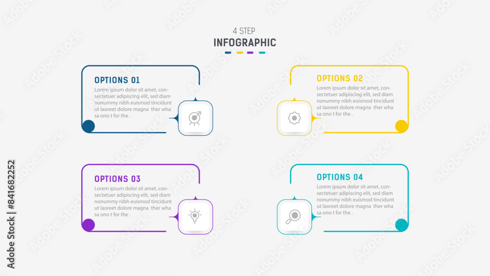 Three Step Infographic label design Vector template with line icons ...