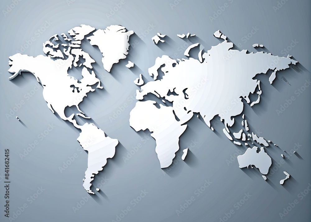 Ilustrace „White world map on background, world, map, global, geography ...