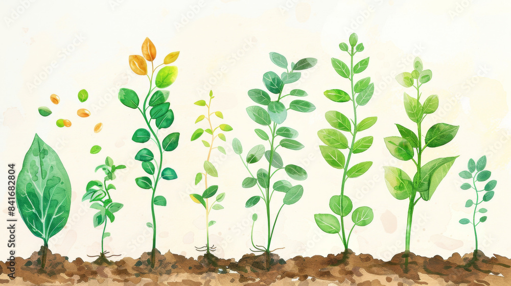 Illustration of plant growth stages from seed to mature plant ...