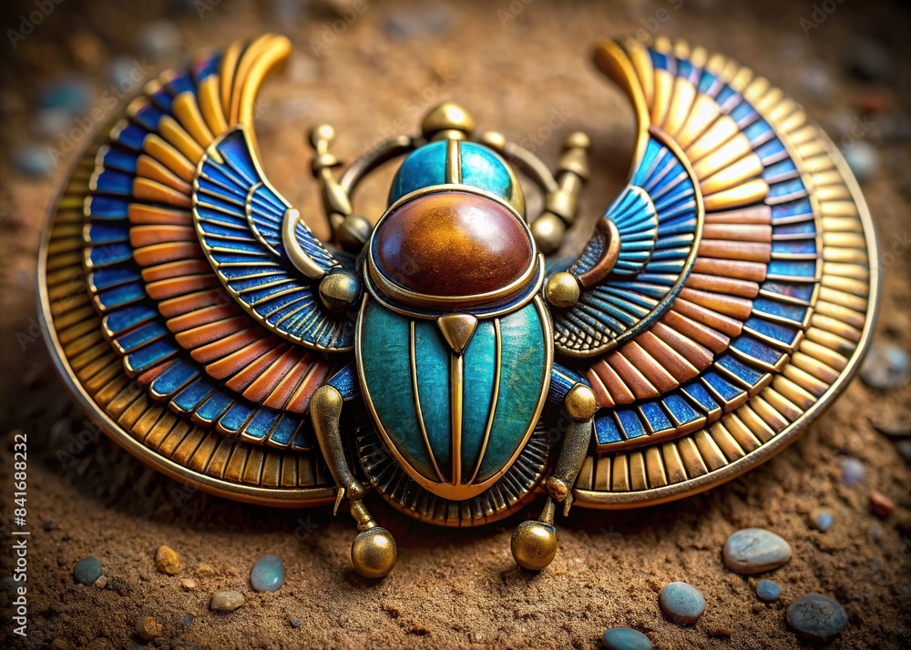 Sacred scarab beetle symbolizing mystical power of the Pharaohs, Egypt ...