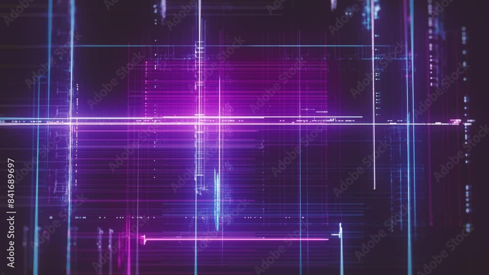 Advanced 3d Technology Digital Neon Grid/ Animation of an abstract ...