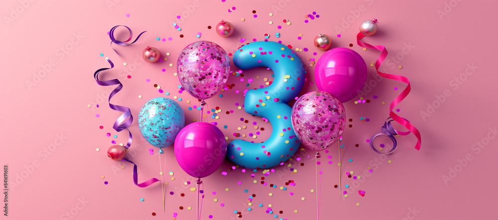 Colorful 3rd Birthday Celebration Background. A vibrant and playful ...