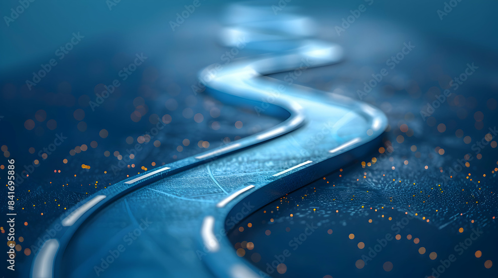 Sleek Roadmap Symbol with Text Space on Blue Background for Business ...