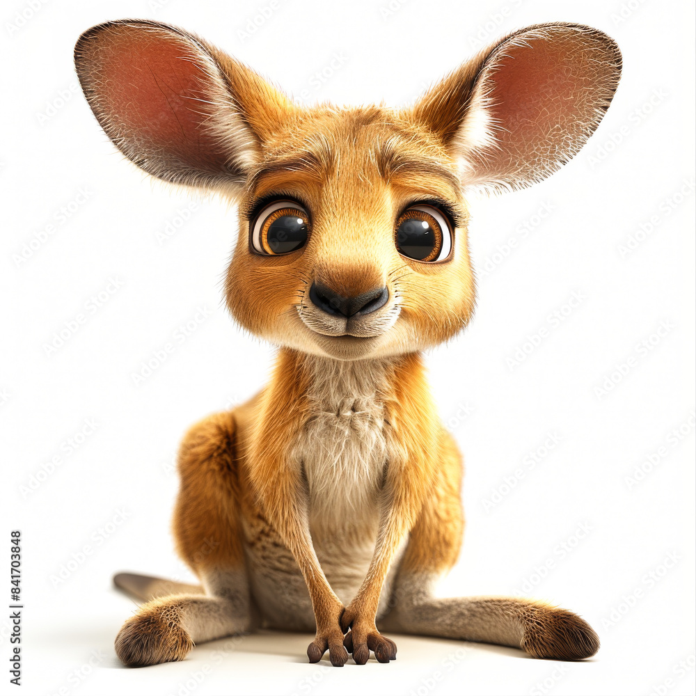 Kawaii Kangaroo. Generated image. A digital illustration of a cute ...