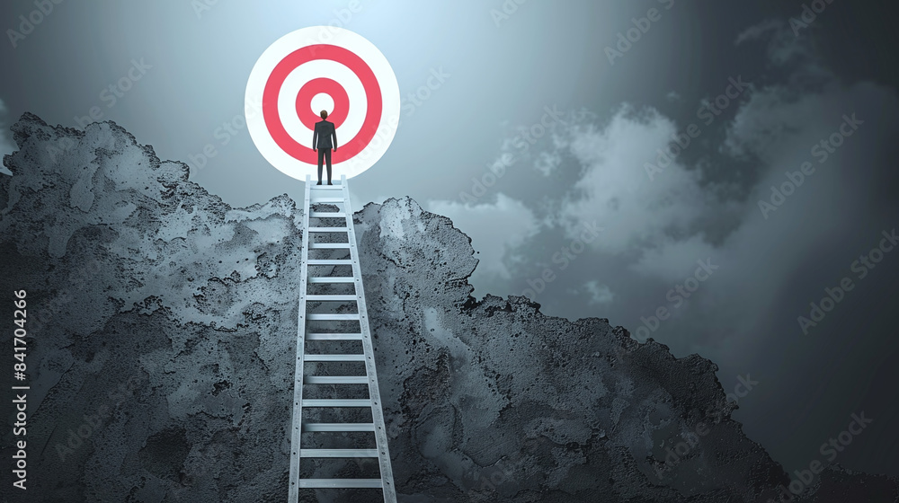 ladder to success illustration, silhouette of man climbing ladder to ...