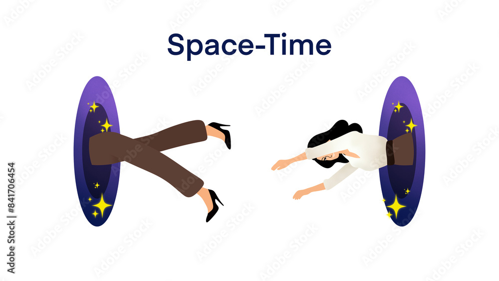 Distortion of space and time, space time, Tunnel or wormhole over ...