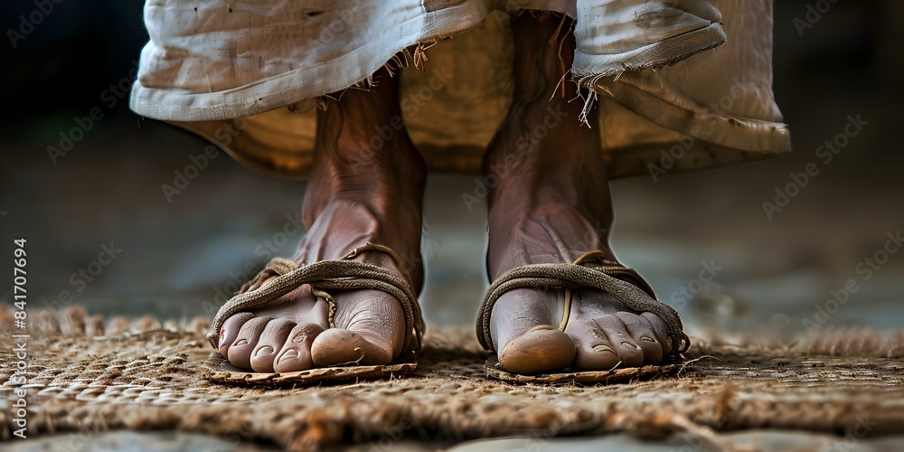 Picture of the feet of Jesus Christ or a biblical prophet wearing ...