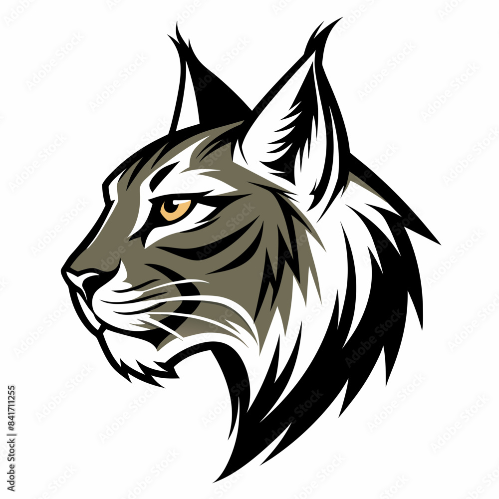 Bobcat head side view vector silhouette vector illustration Stock ...
