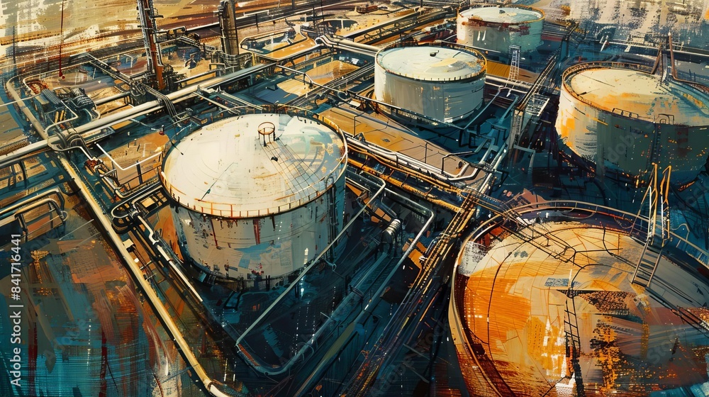 colossal industrial liquefied natural gas storage tank complex modern ...