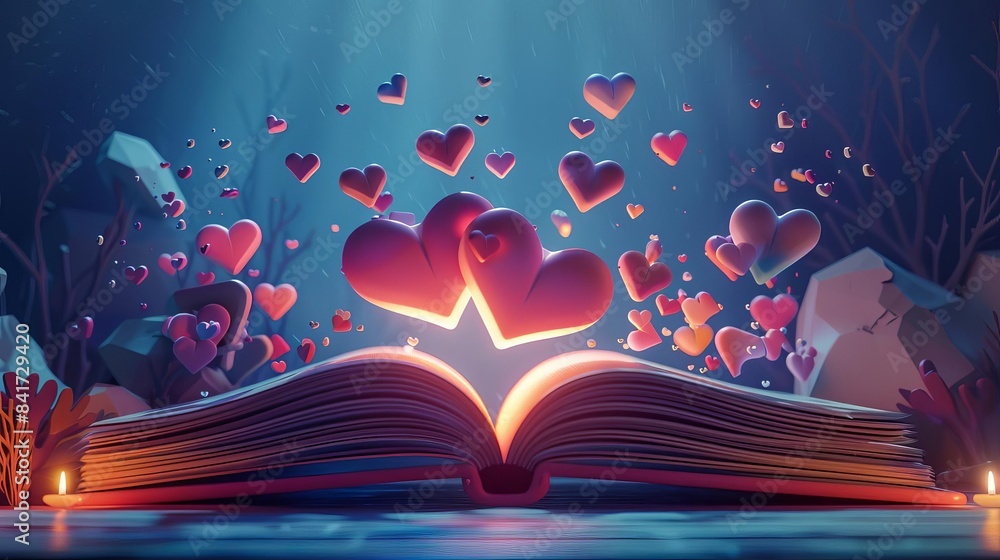 Create a 3D animation depicting a love story unfolding through the ...