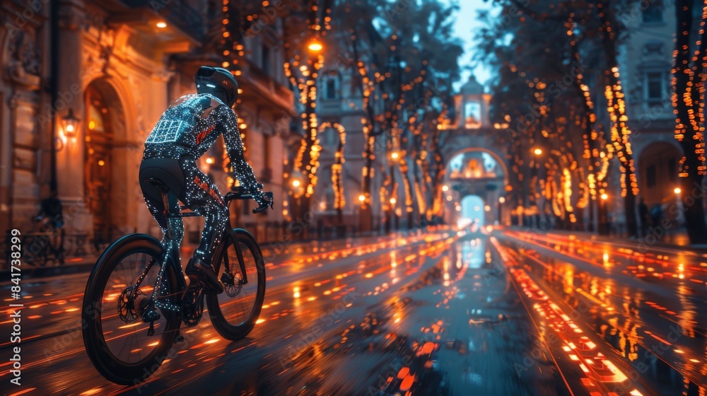 Cycling with Augmented Reality: Illustrate a futuristic cycling scene ...