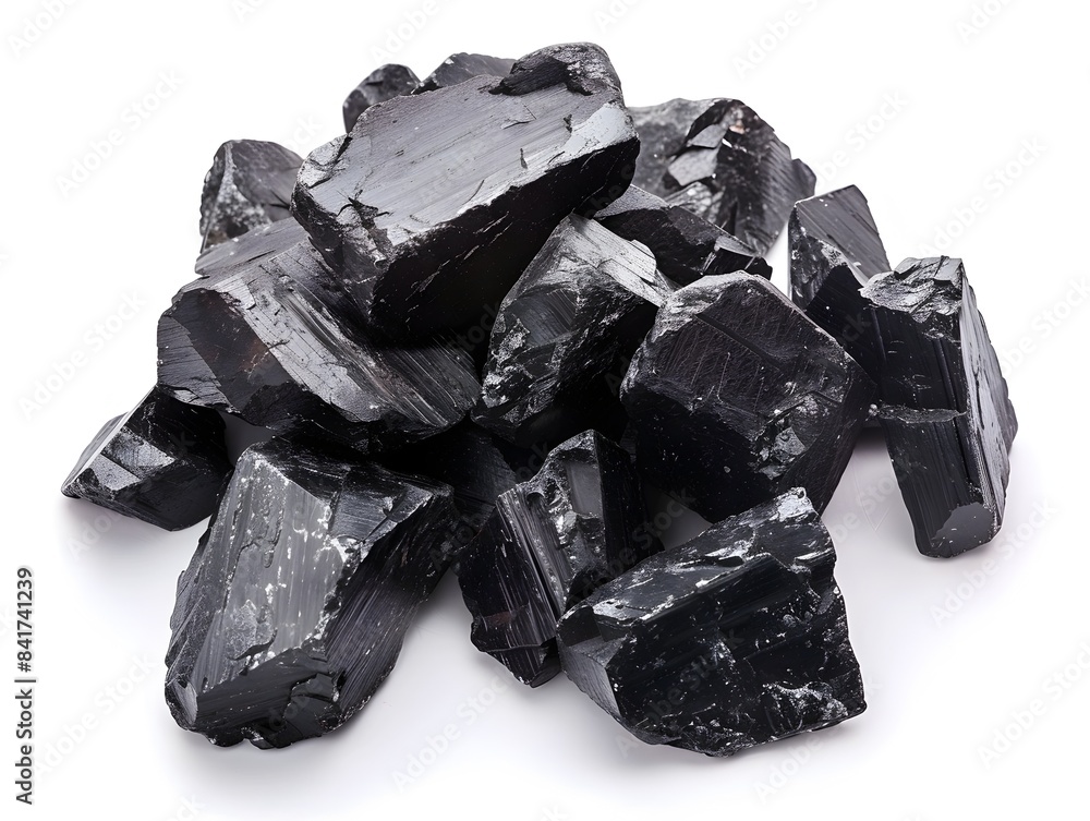 Rugged Fossil Fuel Deposits on Plain White Background Depicting Energy ...