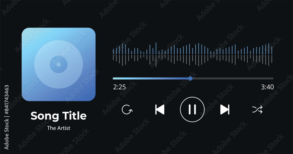 Music player interface design. Audio player interface with loading bar ...