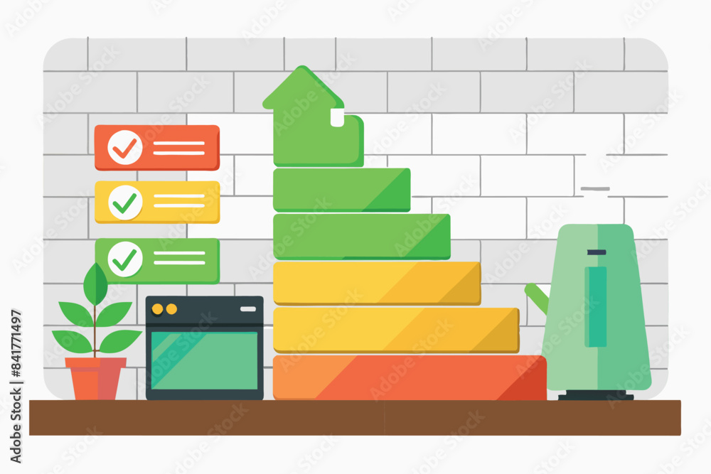 is a stylized graphic of an energy efficiency chart related to ...