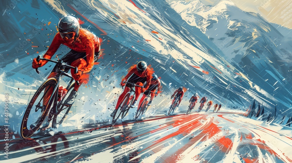 Velodrome Cycling Competition: Illustrate a velodrome cycling ...