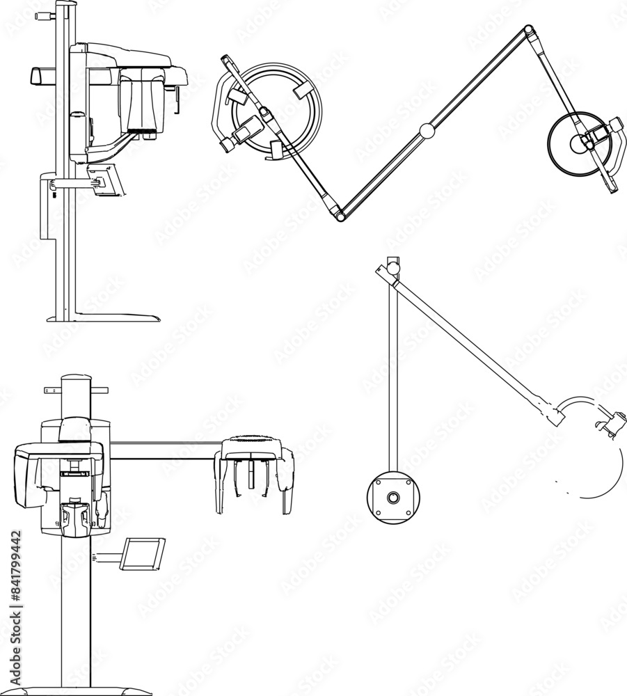 Vector silhouette illustration sketch design drawing of medical tools ...
