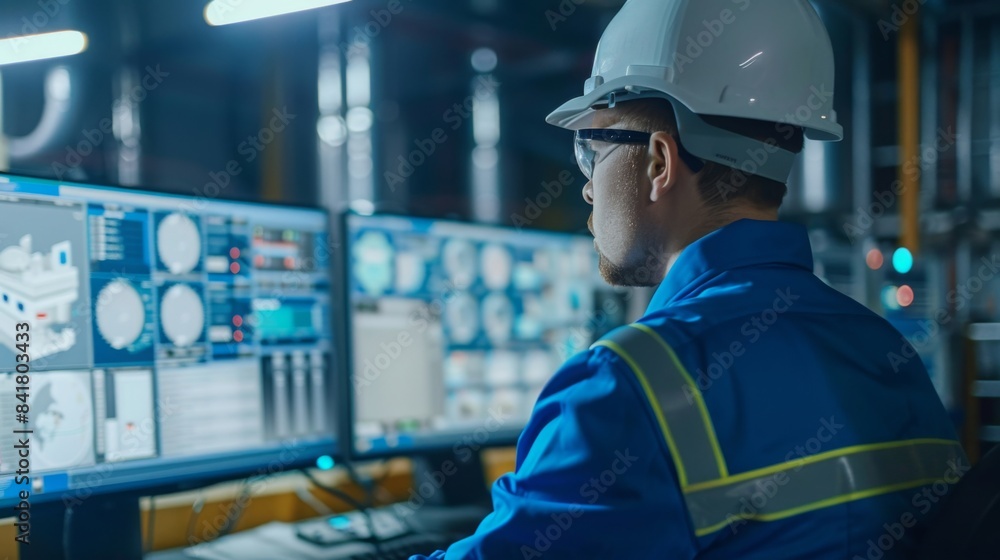 Engineers monitoring high-temperature incinerators converting waste to ...