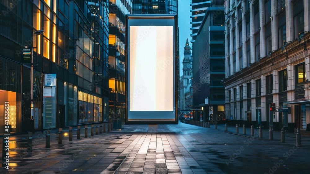 billboard or blank poster, blank white mast banner mockup, front view ...