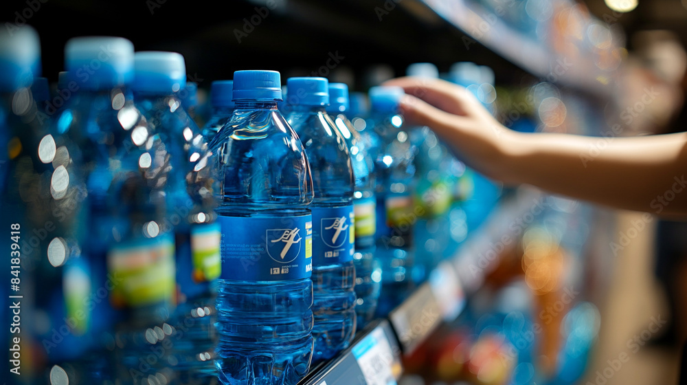 selection of clean water, shopping for bottled water, grocery shopping ...