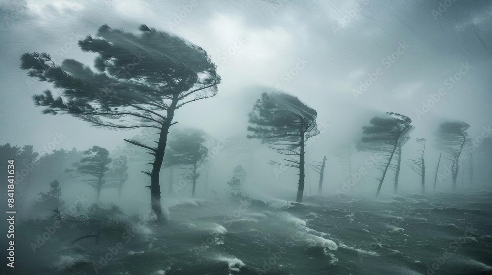 Spectacular hurricane making landfall, swirling storm system with dark ...