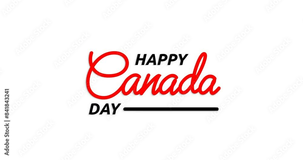 Happy Canada Day handwritten text animation with alpha channel. Great ...