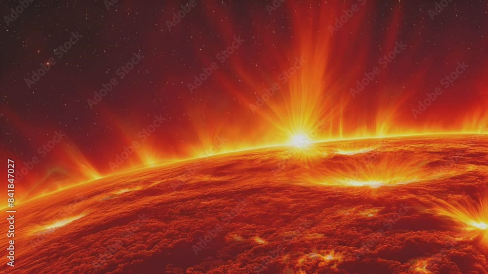 Star of our solar system 3D animation. Camera orbits, revealing nebula ...
