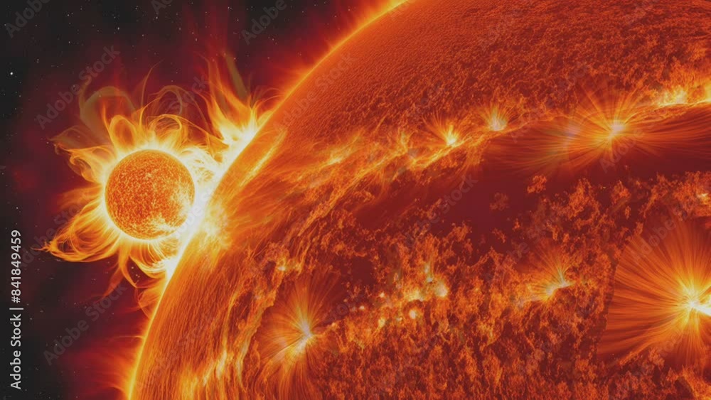 Star of our solar system 3D animation. Camera orbits, revealing nebula ...