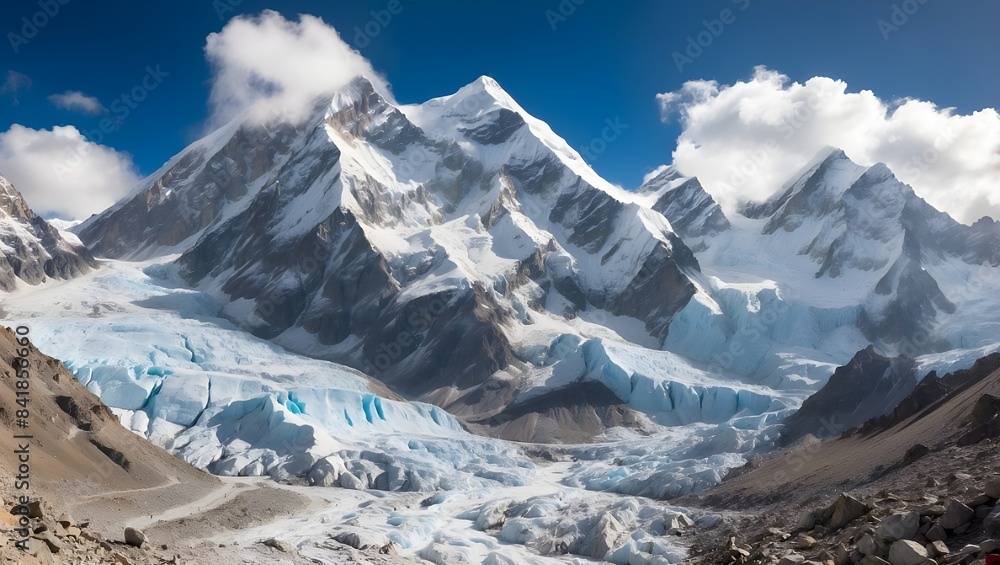 Tell the story of the Khumbu Glacier on Mount Everest, the world's ...