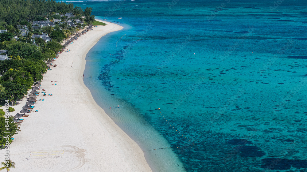 Pointe Sud Ouest, aerial landscape view of wide white sand beach area ...