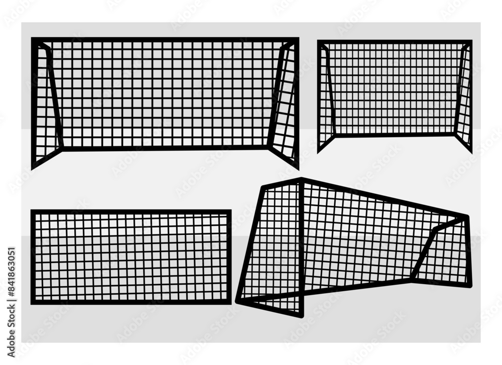 Vetor de Soccer Goal Post Svg Silhouette Bundle, Net Svg, Soccer Ball ...