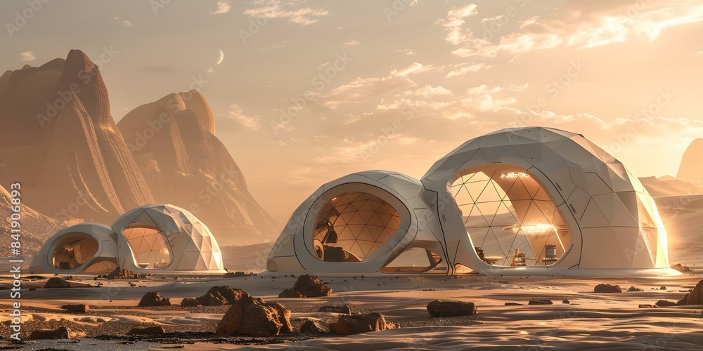 Futuristic Martian Lab Geodesic Domes, Mars Colonization Technology ...