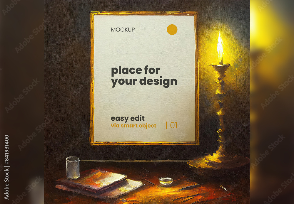 Simple Candle Light Frame Poster Mockup Illustrated Generative Ai Stock ...