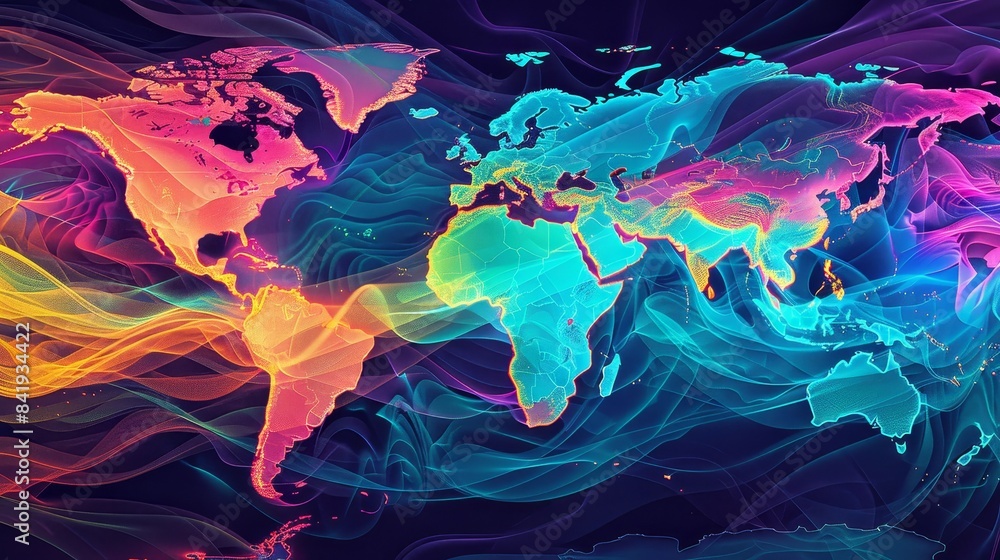 Visual map of undersea cable networks, highlighting global internet ...