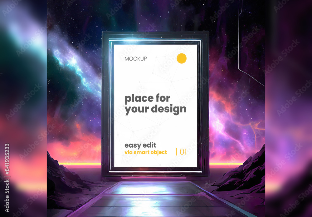 Single page frame poster Mockup Consciousness dimension landscape ...