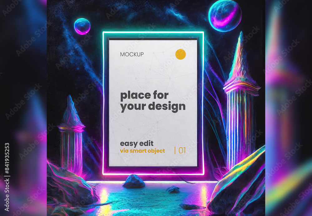 Single page frame poster Mockup Consciousness dimension landscape ...